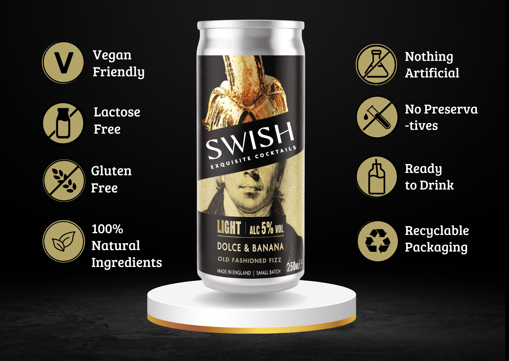 DOLCE & BANANA OLD FASHIONED FIZZ, LIGHT | 5% Alc Vol | 24 x 250ml Can ...