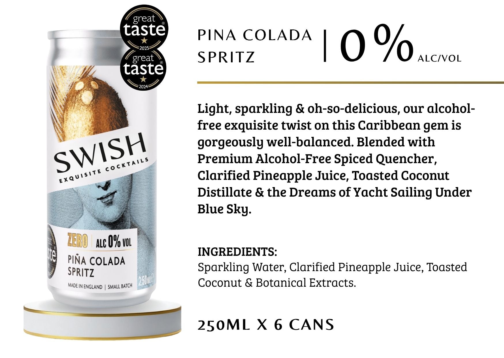 SWISH VARIETY PACK #1 | 0% Alc Vol | 6 X 250ml Cans | Pina Colada Spri ...